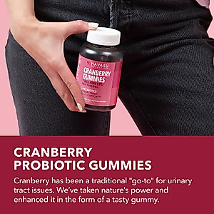 Probiotic Cranberry Gummies for Women - Urinary Tract Health and pH Balance - 1 Billion CFU of Lactobacillus for Bladder Support and Vaginal Wellness - Cran-Raspberry Flavor, 60 count, 1-Month Supply