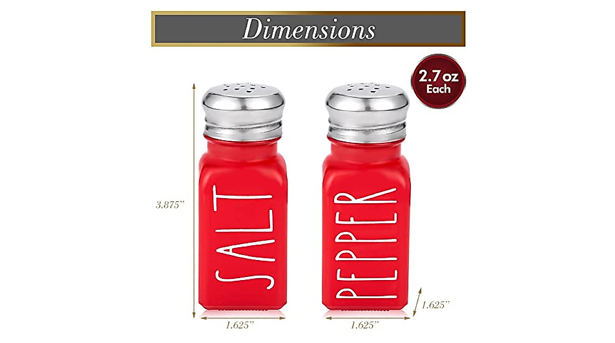 Farmhouse Red Salt and Pepper Shakers Set - Modern Kitchen Decor