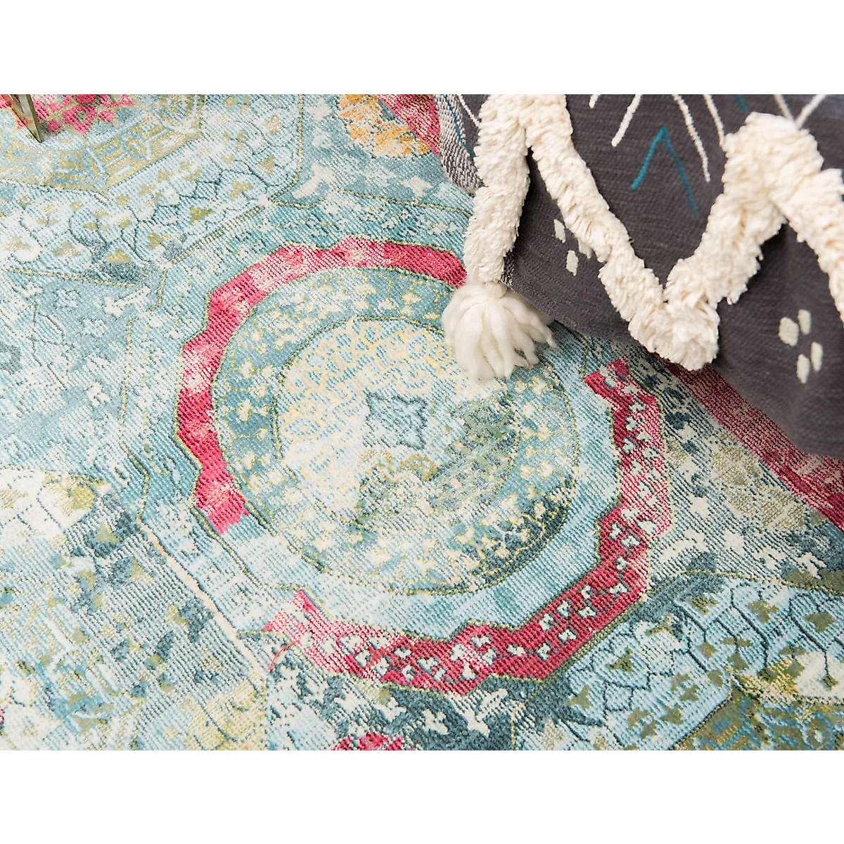 Unique Loom Baracoa Collection Area Rug - Coppelia (2' 2" x 6' 1" Runner, Turquoise/ Gold)