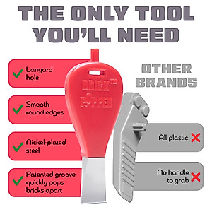 Brick Popper - World's Fastest Brick Separator Tool - Efficient Brick Remover for Kids and Adults - Perfect for Ages 6 and Up - Essential Brick Tool (Red)