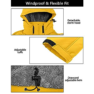 Little Donkey Andy Men's Warm Winter Softshell Jacket Windproof Mountain Ski Snow Coat with Removable Hood Yellow L