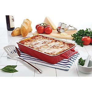 Mrs. Anderson’s Baking Oblong Rectangular Baking Dish Roasting Lasagna Pan with Handles, Ceramic, Rose, 13-In x 9-In x 2.5-In