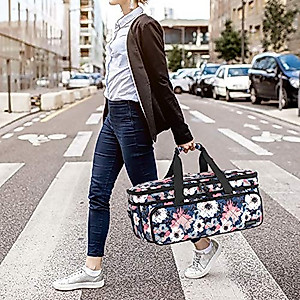 Double-Layer Carrying Case for Cricut Maker 3, Maker, Explore Air 2, Explore 3, Die Cut Machine, Water Resistant Carrying Bag with Cutting Mat Pocket, Storage Tote Bag for Tools Accessories, Floral