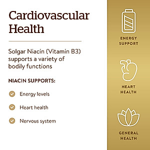 Solgar Niacin (Vitamin B3) 500 mg, 250 Vegetable Capsules - Cardiovascular Support - Energy Metabolism - Non-GMO, Vegan, Gluten Free, Dairy Free, Kosher - 250 Servings