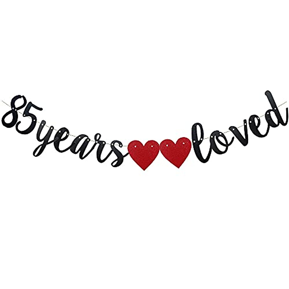 85 Years Loved Banner,Pre-Strung, Black Paper Glitter Party Decorations For 85TH Birthday Decorations 85TH Wedding Anniversary Day Party Supplies Letters Black ZHAOFEIHN