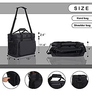 Camping Cooler 45-Can Dual Compartment Large Leakproof Cooler Bag, Large Lunch Cooler Bag, Portable Travel Cooler Double Layer for Picnic, Beach,Grocery Shopping,Camping,Kayaking,Road Trips（Black）