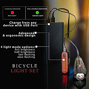 Apremont 450 Lumen Bike Lights Front and Back Set - Bicycle Accessories for Night Riding - USB Rechargeable Bike Light Set, Waterproof, LED Safety Flashlight Cycling Accessories - Adult Kid MTB Helmet