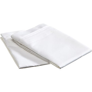 Superior 700 Thread Count Egyptian Cotton Pillowcase Bed Set, Modern Solid Sateen, Naturally Breathable and Cooling, Extra Comfort Pillow Cover, Includes: Two Pillowcases, Standard, White