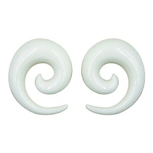 Zaya Body Jewelry Pair of White Ear Plugs Tapers Spirals Horseshoes Tapers Gauges 16mm 18mm 20mm 22mm 24mm (20mm (3/4"))