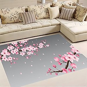 Japanese Cherry Blossoms Area Rugs 9x12ft/108x144in/275cmx365cm Rug Washable Outdoor Patio Rugs for Living Room Outdoor Dining Room Bedroom Farmhouse Rug, Soft Indoor Rugs