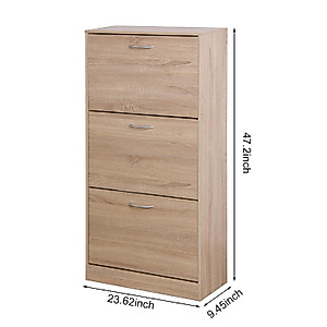 YardGo Freestanding Shoes Cabinet with 3 Flip Drawer, Modern Entryway Organizer Cabinet for 12 Pair Shoes, Wood Shoe Rack Storage Organizer for Entryway, Hallway, Living Room