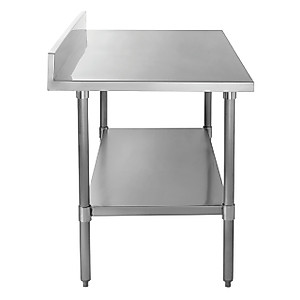 Kratos Commercial Worktable, All-Stainless Steel Kitchen Prep Table with Undershelf and Backsplash, 48"Dx30"W, NSF, 16ga/304SS (28W-314)