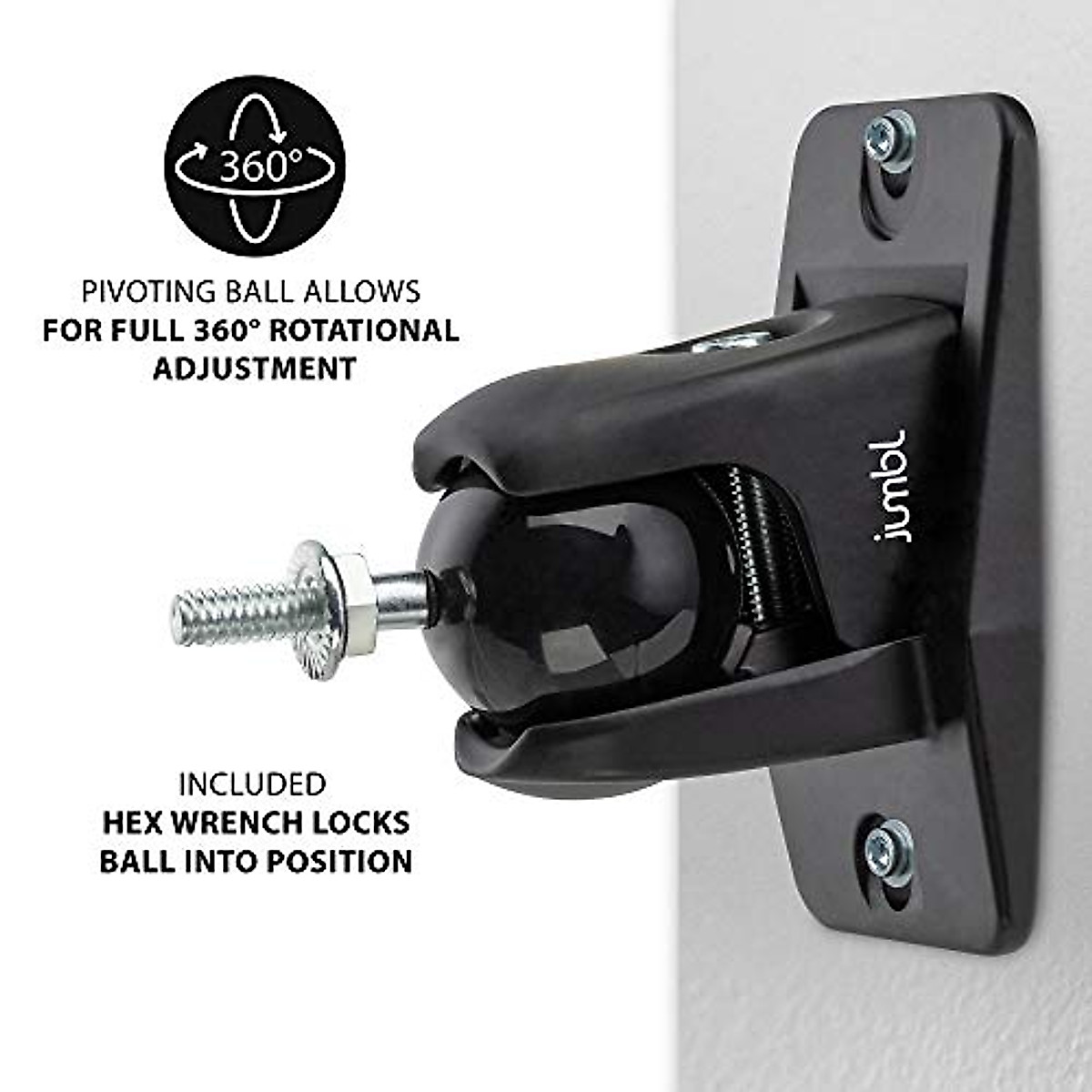 Jumbl SINSB7B ProGrip Ultra Stainless Steel Speaker Wall Mount Bracket, Black, Pair of 2