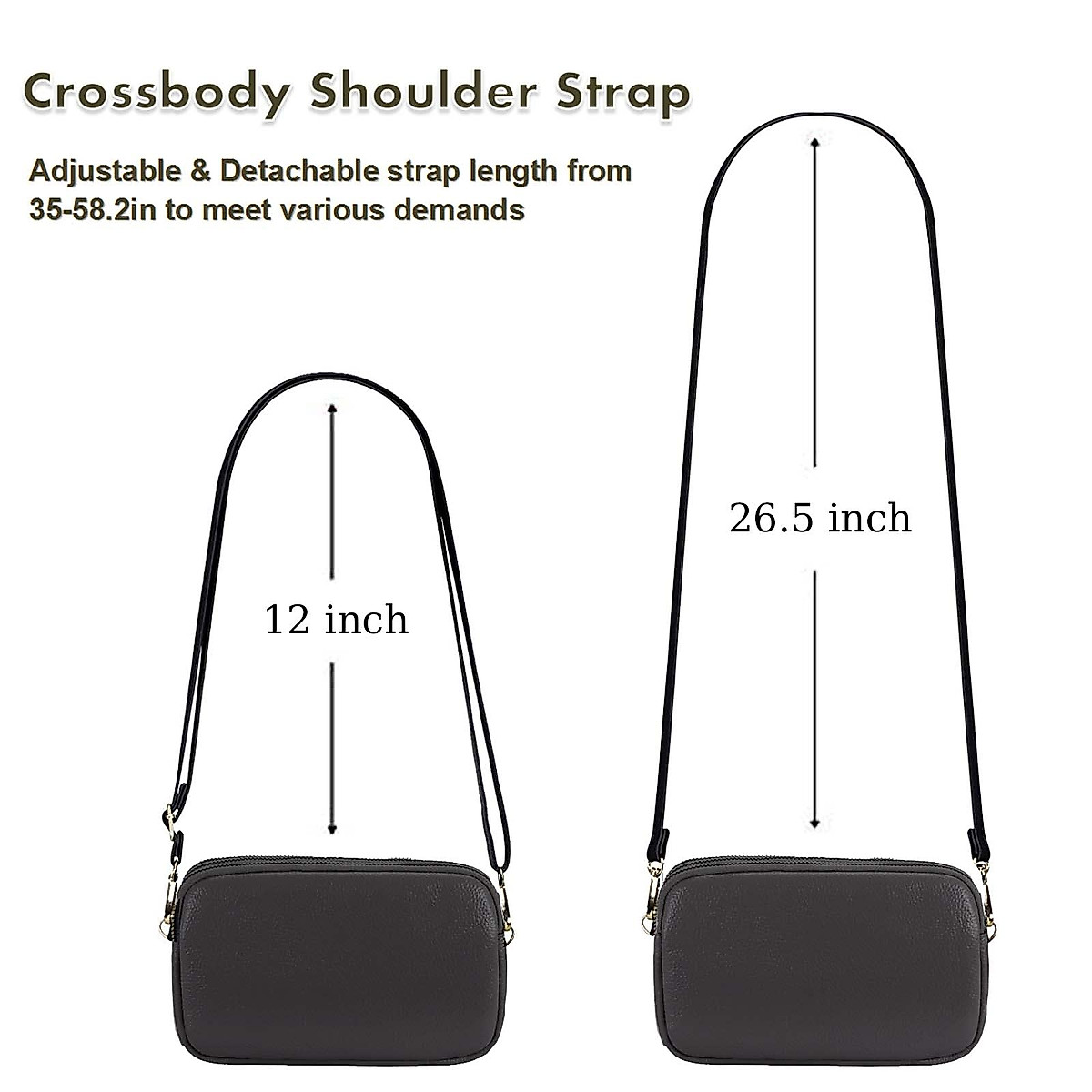 Small Crossbody Bags for Women Genuine Leather Crossbody Purses Trendy Clutch Purse Shoulder Handbag (Black)