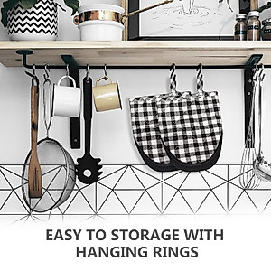 Qulable 1 Pair Short Oven Mitts - Silicone Kitchen Oven Gloves High Heat Resistant 500℉, Mini Oven Mits with Non-Slip Grip Surfaces and Hanging Loop for BBQ, Baking, Cooking and Grilling