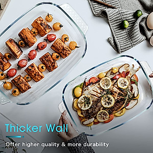 2 QT+2.7 QT+3.3 QT Large Glass Baking Dish Set, Easy Grab Oven Safe Glass Pan for Cooking