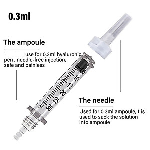 Disposable 0.3 & 0.5ml Empty Ampoule Nozzle -Non Invasive- Disposable Accessories Parts - without Hydrating Hyaluronic Acid Filler (10pcs 0.3ml Empty Ampoule Nozzle + 1 pc Adapter)