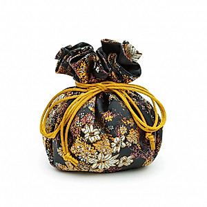 Black Gold Small Floral Brocade Fabric, Jacquard Fabric, Fabric by Yard, 29" Wide