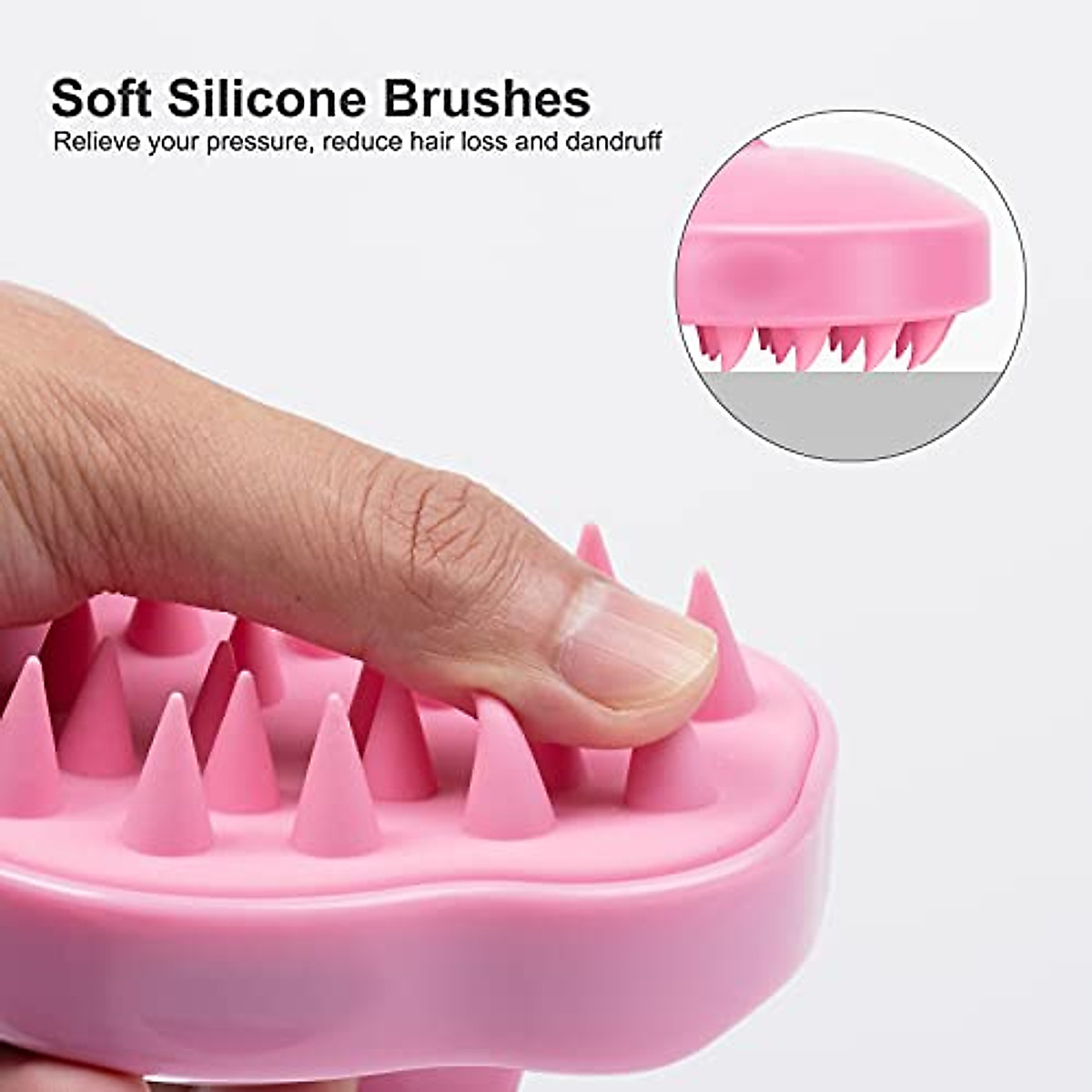 HEETA Hair Scalp Massager Shampoo Brush 2 Pack, Soft Silicone Bristles to Remove Dandruff, Waterproof Hair Scrubber for Both Wet Dry Hair, Suitable for Men & Women (Green & Pink)