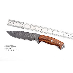 HANDCRAFT GOODS Handmade Hunting Knife with Leather Sheath Bushcraft Knife1095 Steel Fixed Blade Hunting Knife -HUNTER
