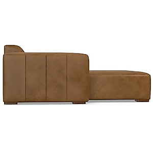SIMPLIHOME Rex Left-Facing Modular Sectional Sofa in Full-Grain Genuine Leather, Caramel Brown, 122-inches Wide, Handcrafted Modern-Style 4-Seater L-Shaped Leather Couch with Left Chaise