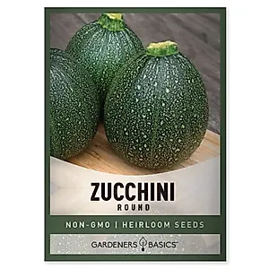 Round Zucchini Seeds for Planting Heirloom, Non-GMO Vegetable Summer Squash Container Variety- 3 Grams Seeds Great for Summer Garden by Gardeners Basics