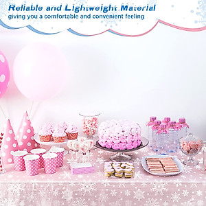 Jecery 3 Pcs Clear Snowflake Plastic Tablecloth Waterproof Winter Christmas Wonderland Party Decorations Oil Proof Table Cover Clothes for Holiday Xmas Birthday Supply, 51.2 x 86.6 Inch