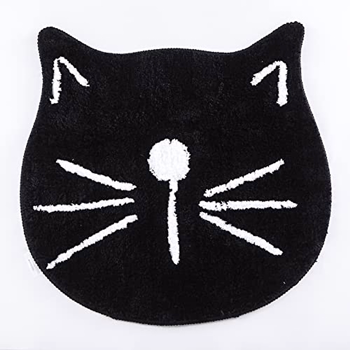 Easy Home Cat Face Bathroom Rugs, Non Slip Bathroom Cat Bath Mat, Home Living Room Mat, Machine Washable Room Carpet, Microfiber Doormat, 24x24 Inch (Black)
