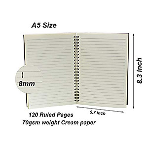 Spiral Notebook, 4 Pcs A5 Craft Softcover 8mm Ruled 4 Color 60 Sheets -120 Pages Journals for Study and Notes (A5-4 Color Lined)