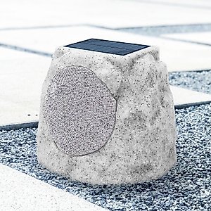 uuffoo Rock Speaker Outdoor Waterproof Solar & USB Charging with RGB Colors Bluetooth 5.0 Solar Bluetooth Speaker Outdoor Rock Speaker for Party Patio Pool Deck Yard Garden and Home (A)