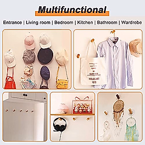 NEAUDE Wall Hooks Wooden Pegs for Hanging Natural Wood Coat Hangers Rustic Rack Wall Mounted Single Decorative Clothes Hook Peg Rack for Entryway Jacket Hat Backpack Coat Hooks Screw in Wall (3 PCS)