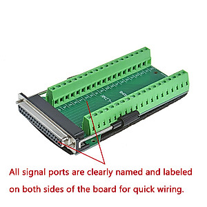 ANMBEST DB37 Solderless RS232 D-SUB Serial to 37-pin Port Terminal Female Adapter Connector Breakout Board