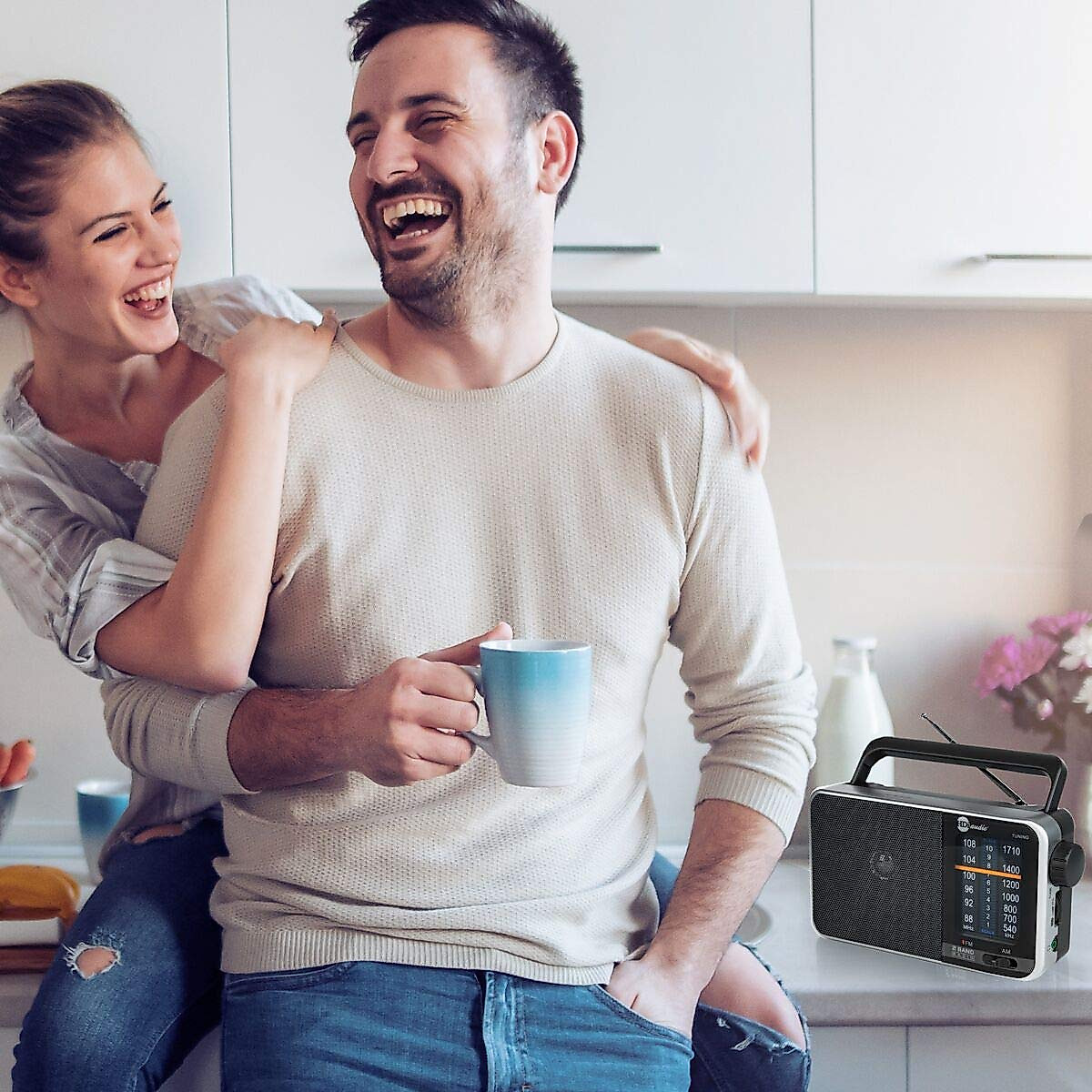 HDi Audio Home Vintage Portable AM/FM Desktop Radio, Battery Operated, Or AC Power, | Headphone Jack | Big Speaker | Large Operated Analog Radio (Silver)