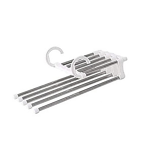 Steel Multifunction Retractable Pants Rack Trouser Hanger Multi-Layer Five Pants Rack one Hanging in Storage