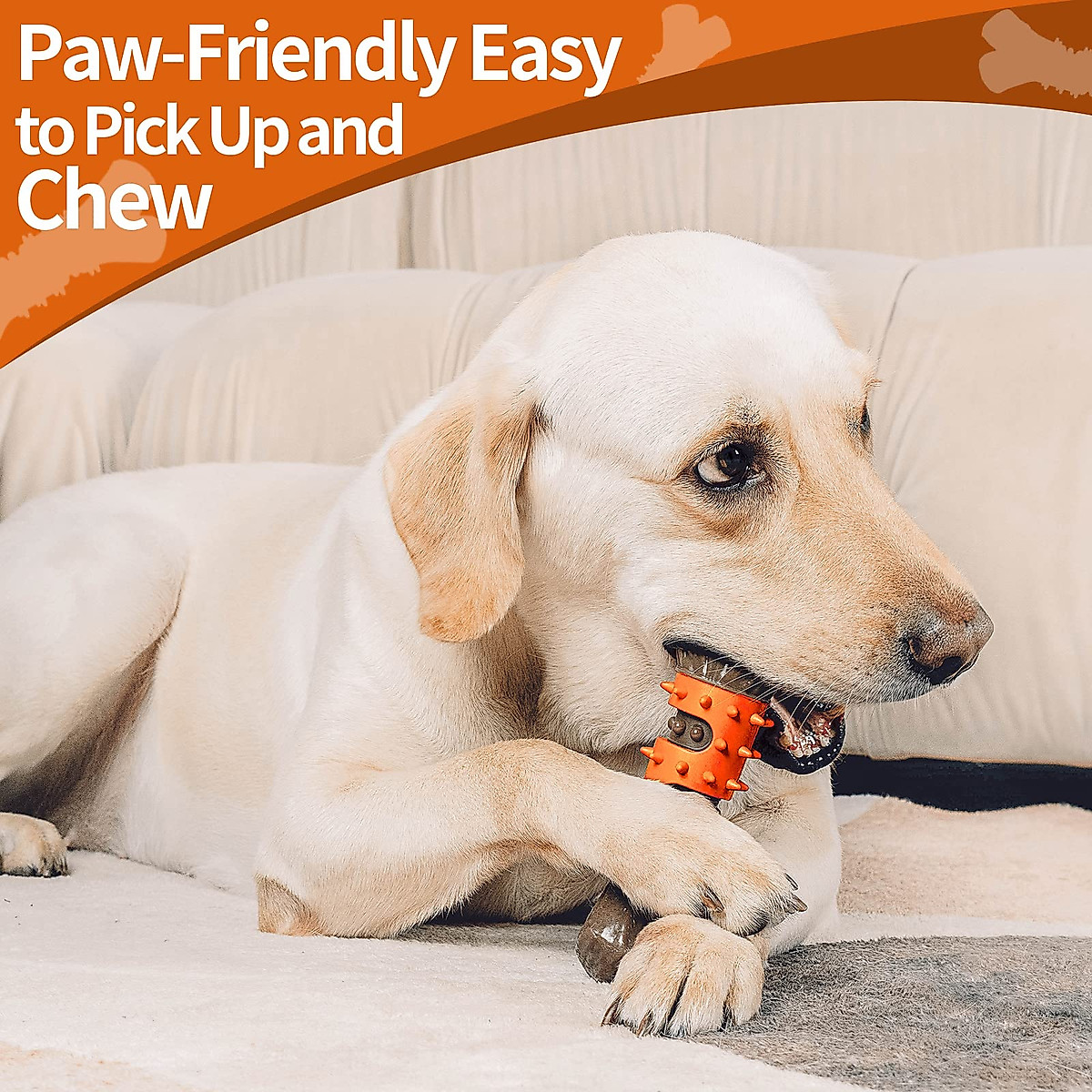 RANTOJOY Tough Dog Toys Aggressive Chew Toys for Large Dogs, Dog Chew Toys for Medium Large Breed, Nylon Rubber Dog Teething Stick Toys Puppy Chewers Dogs Birthday Gift (Orange)