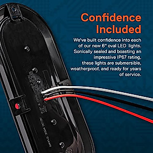 TRUE MODS 2pc 6 inch Red Oval LED Trailer Tail Light Kit [DOT FMVSS 108] [SAE S2T2I6] [Surface-Mount] [IP67 Waterproof] [Stop Turn Tail] Trailer Brake Lights for Boat Trailer RV Trucks