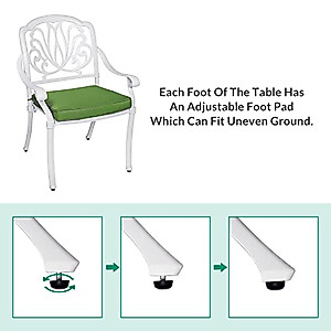 VIVIJASON 2-Piece Outdoor Bistro Dining Cushioned Chairs, Patio Cast Aluminum Dining Chairs, Patio Bistro Chair Set for Balcony, Lawn, Garden, Backyard, White