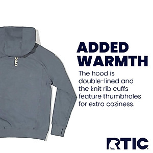 RTIC Unisex Water-Repellent Pullover Hoodie Long Sleeve Hooded Sweatshirt for Men and Women, Water-Resistant Outdoor Clothing, Gray Stone, XL