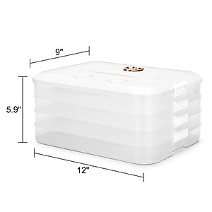 OFFKITSLY Food Storage Containers with Lids, Plastic Cookie Storage Containers Airtight, 4-Layer Stackable Food Containers Dumpling Storage Box, White