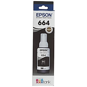 EPSON T664 EcoTank -Ink Ultra-high Capacity Bottle Black (T664120-S) for Select Epson EcoTank Printers