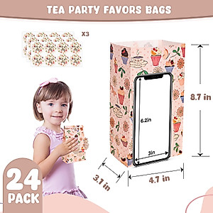VGOODALL 24PCS Party Favors Bags, Paper Gift Bags with Stickers Goodie Bags Tea Party Bags for Kids Birthday Party 4.7" x 3.1" x 8.7"