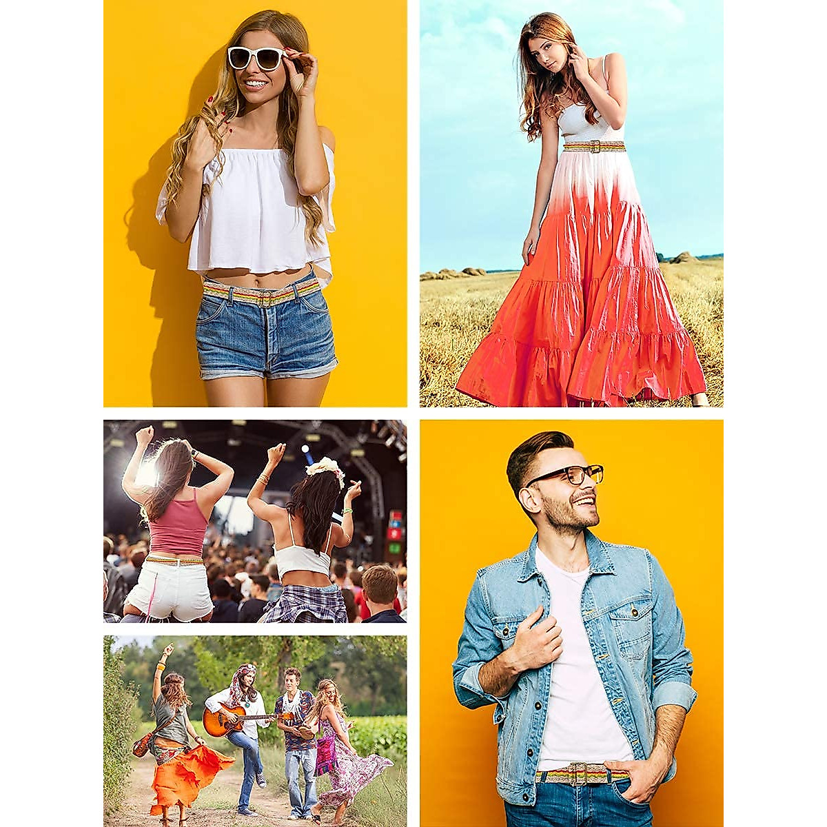 Mandala Crafts Bohemian Belt - Boho Belt for Women - Mens Rasta Belt Handmade Woven Hemp Boho Waist Belt Big Hippie Belt for Reggae Rasta Accessories