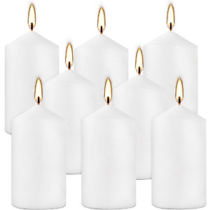 Set of 8 Unscented Pillar Candles 2" x 4"，White Candles for Home Decor,Church,Restaurants,Spa,Emergency Light,All Occasions