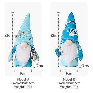SHINsuke 2Pcs Ocean Day Decor Gnome Summer Holiday Decorations, Summer Beach Elf Decor Tree Ornaments, Blue Tomte Swedish Nisse Scandinavian Handmade Luckily Figurine Gift for Home Office