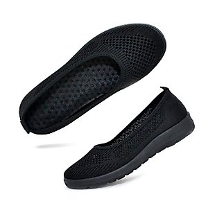 adeilisa Walking Shoes Women Slip On Sneakers Comfortable Breathable Knit Flats,Black 8