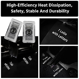 Farmogo Car Door LED Logo Projector Puddle Lights Ultra-Bright Welcome Light 3D Laser Ghost Shadow Light Compatible with Tesla Model 3 S Y X Accessories(4 Pack)