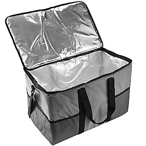 ZEAYEA Insulated Food Delivery Bag, Grocery Tote Bag Insulated Bag for Hot and Cold Food, Large Capacity Reusable Warming Bag for Restaurant, Camping, Shopping, Travel, 23" x 14" x 15", Gray