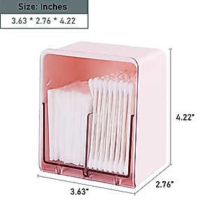 MIYACA Cotton Balls QTip Holder Canisters for Cotton Balls, Swabs, Rounds, Floss, Dispenser Container Box with 2 Compartments, Bathroom Vanity Countertop Storage Organizer, Pink