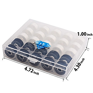 Simthread 25pcs 15White+10Black Prewound Bobbin Thread Size A Class 15 (SA156) 60WT with Clear Storage Plastic Case Box 70D/2 for Brother Embroidery Thread Sewing Thread Machine DIY