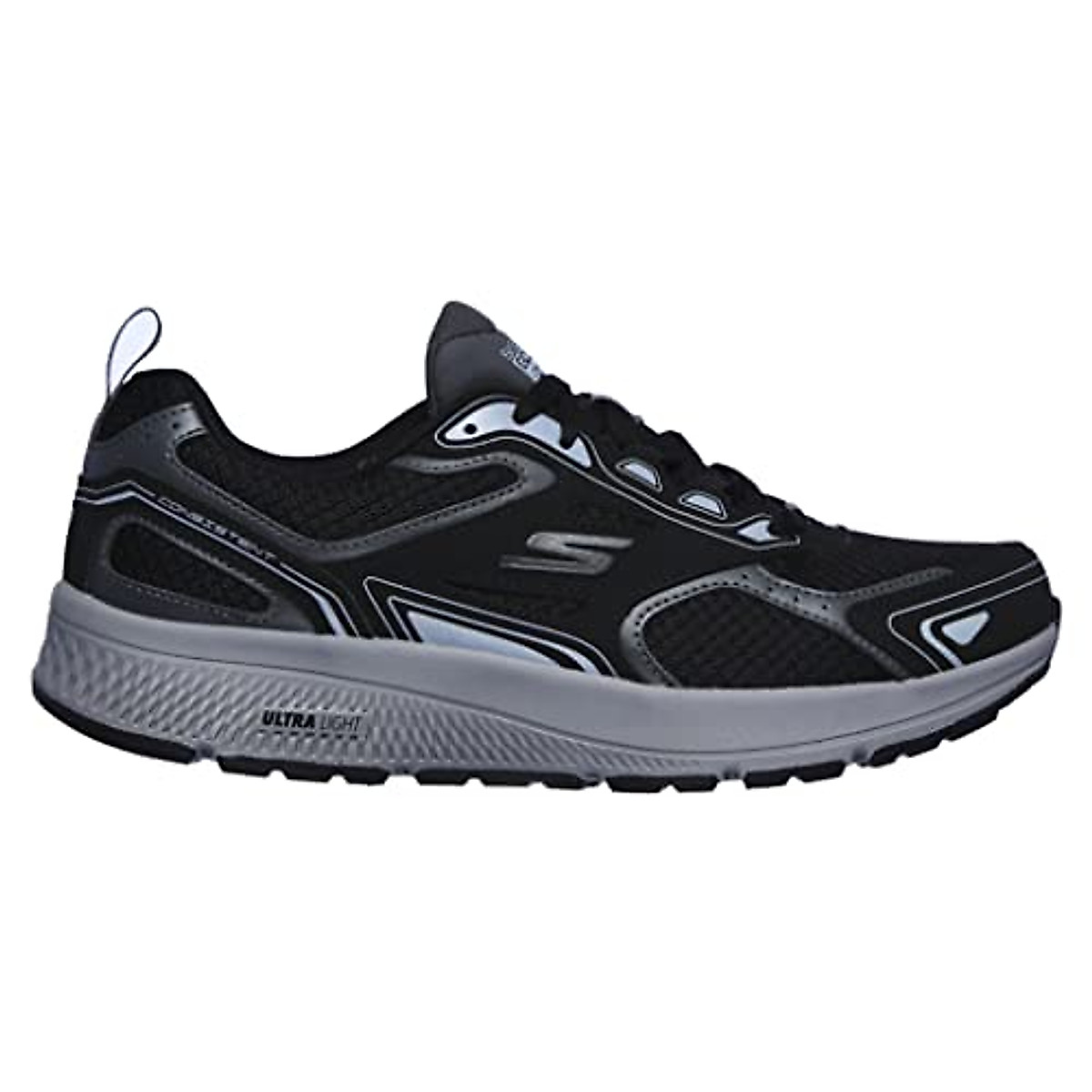 Skechers mens Go Run Consistent - Performance Running & Walking Shoe Sneaker, Black/Grey, 10 US